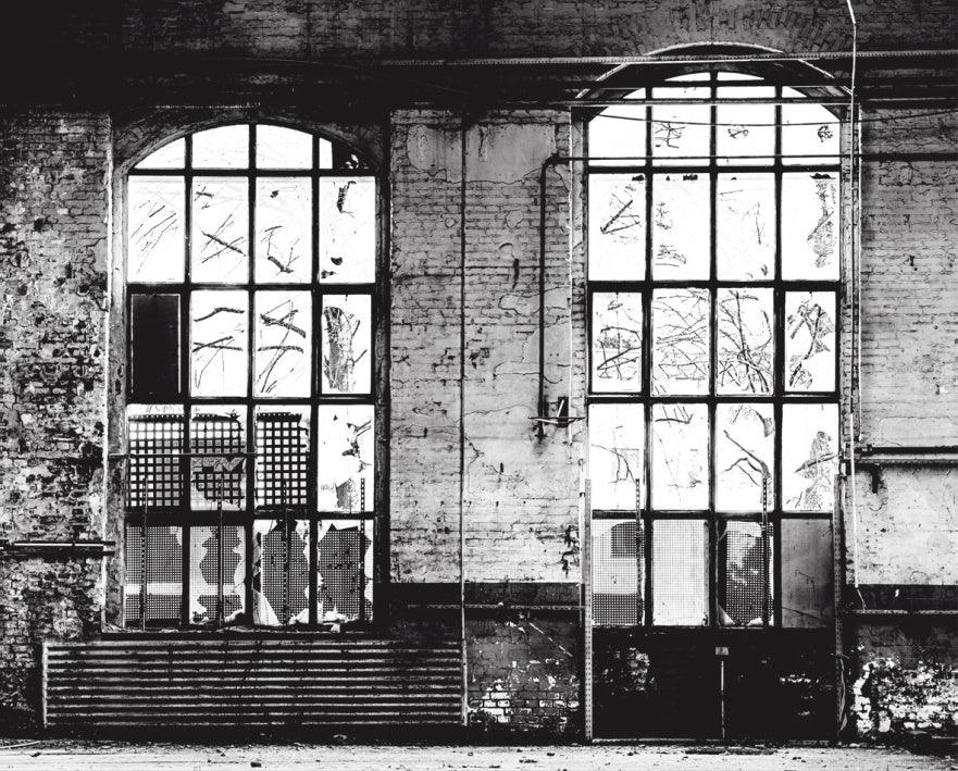 FACTORY IV Wallpaper Mural Old Warehouse Windows – Crockers Paint ...
